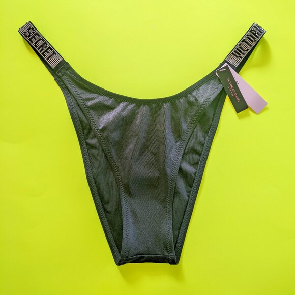 Victoria's Secret | Swim | Victorias Secret Black Brazilian Rhinestone ...